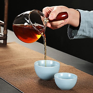 Tofficu 350ML Borosilicate Glass Turkish Coffee Pot Stovetop Tea Maker with Handle Heat Resistant Milk Warmer Hot Chocolate or Butter Melting Pot for Home