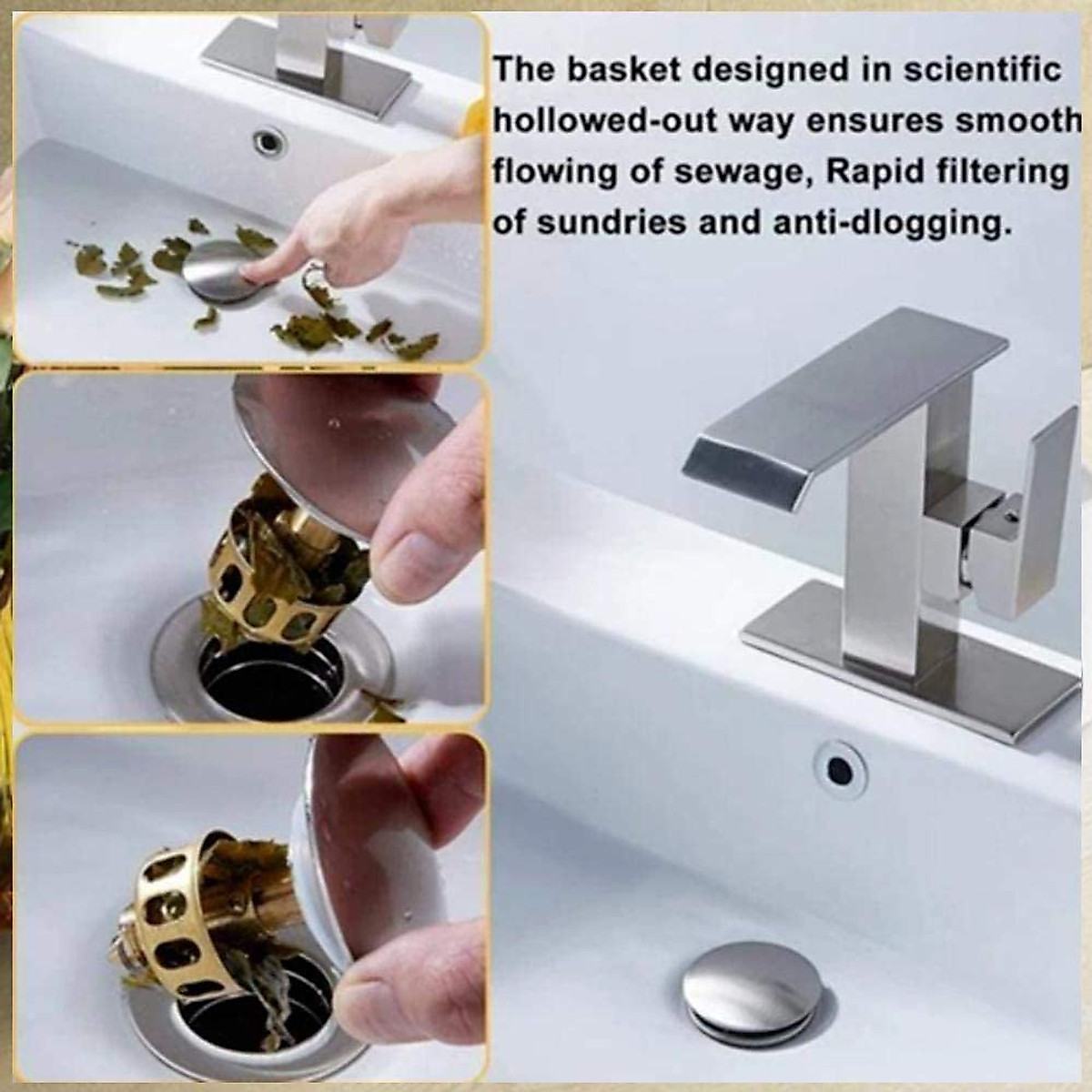 WAGA Sink Up Drain Stopper Basin Bathroom Lavatory Kitchen Bathtub Accessories Basin Metal Washbasin Core Bounce Plug