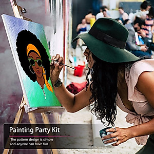 2 Pack 8x12 Canvas Painting |Pre Drawn Canvas| Pre Drawn Stretched Cotton Canvas | Afro Queen 2 |Acrylic Oil Painting Set On Canvas for Childrens & Beginners| Birthday Gift