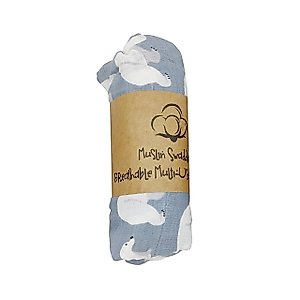 1 Pc Polar Bear Print Baby Swaddle Blanket Set, Boutique Muslin Cotton Blanket, Girls And Boys, Baby Swaddle, Ideal Newborn Baby Swaddle Suit Each Blanket Weighs 5 1/2 Ounces 15412-POLAR BEAR ONLY-NPF