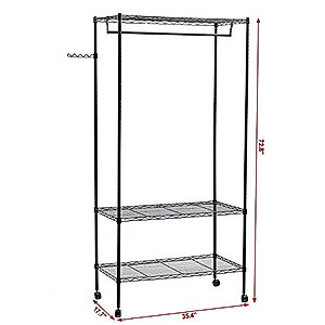 3-Tier Closet Organizer Metal Garment Rack Portable Clothes Hanger Home Shelf