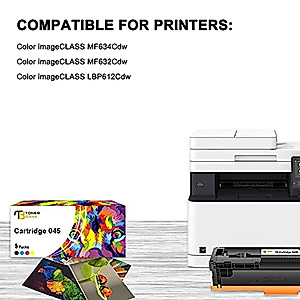 Toner Bank Compatible Toner Cartridge Replacement for Canon 045 045H MF634Cdw MF632Cdw Color ImageCLASS LBP612Cdw LBP612 MF632c MF634c Printer Ink (Black Cyan Magenta Yellow, 5-Pack)