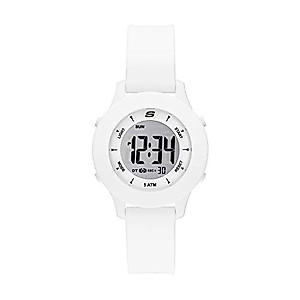 Skechers Women's Rosencrans Digi Quartz Casual Sports Silicone Nurse Digital Watch, Color: White (Model: SR6142)