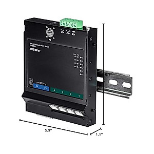 TRENDnet 6-Port Industrial Gigabit PoE+ Wall-Mounted Front Access Switch, TI-PG62F, 4 x Gigabit PoE+ Ports, 2 x Gigabit SFP Slots, DIN-Rail, Wall Mount Brackets Included, IP30, 120W PoE Budget
