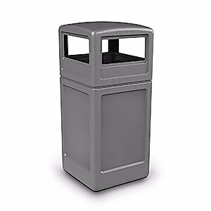 DCI Marketing Commercial Zone Products 73290399 42-Gallon Square Waste Container with Dome Lid Gray