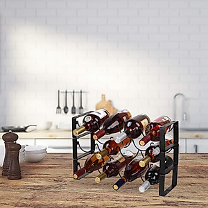 WiCCI 3 Tier Stackable Wine Rack 12 Bottles Metal Wine Rack，Perfect Wine Gifts and Accessories for Wine Lovers