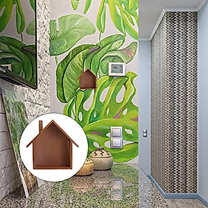 ORFOFE Picture Ledge Shelf Wooden House- Shaped House Shaped Wall Shelf House Shaped Floating Shelf House Shaped Wooden Shelf Wall Storage Shelf Flower Pot Stand