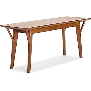 Finch Stratford Mid Century Entryway Bench, Solid Wood Seating for Dining Room or Hallway, Modern Farmhouse Rustic Design, Walnut Brown