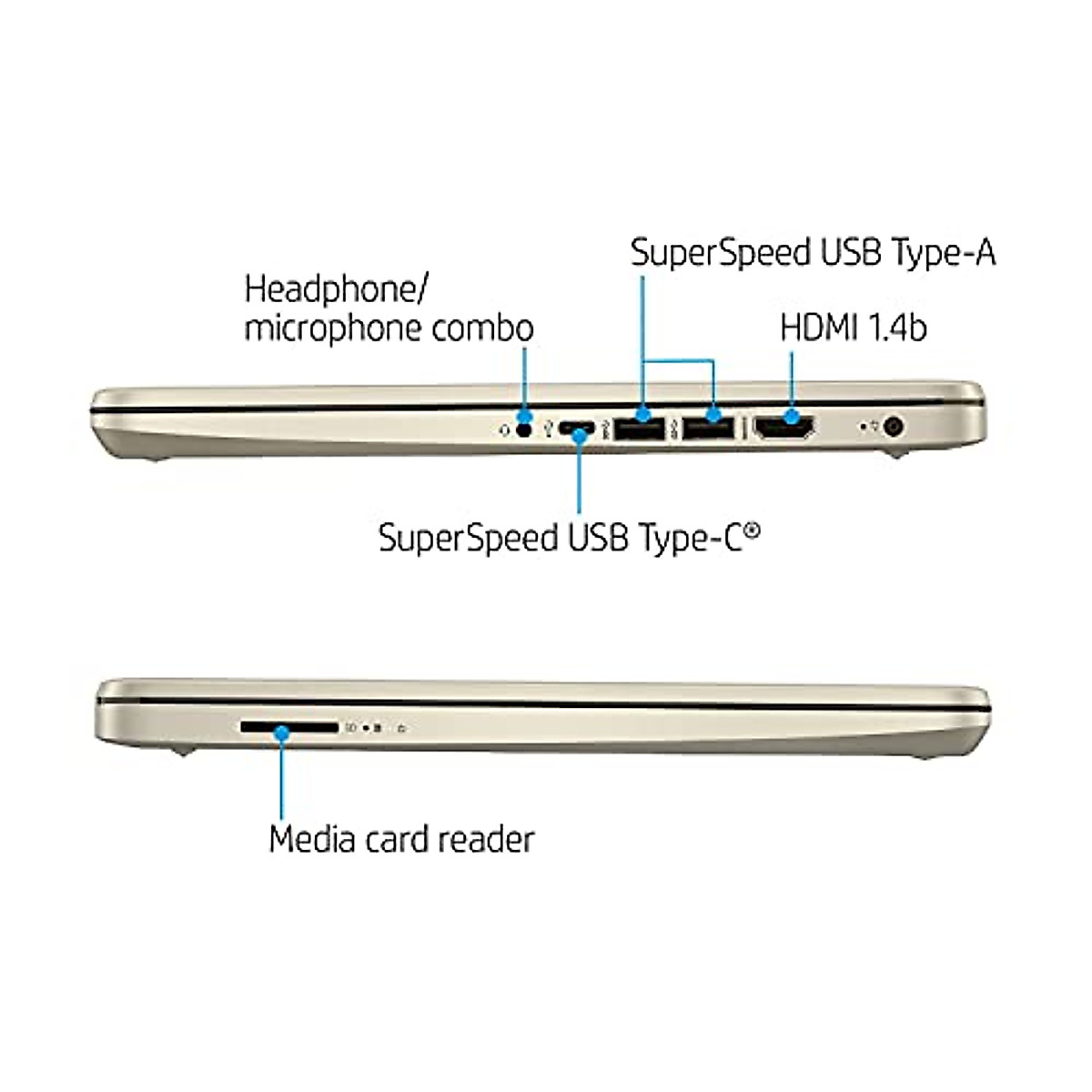 2022 HP Premium 14-inch HD Thin and Light Laptop, Intel Dual-Core Processor, 16GB RAM, 64GB Storage, Long Battery Life, Webcam, Bluetooth, HDMI, Wi-Fi, Pale Gold, Windows 10 (Renewed)