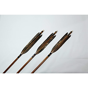 Japanese Traditional Crafts Kyudo Arrow Black Eagle Wing Otori Style Charred Bamboo 6-Piece