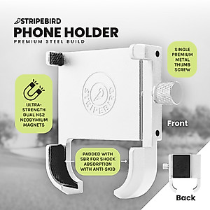 Stripebird Golf Magnetic Phone Holder (White), Universal Compatibility, No Installation Required