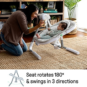 Ingenuity Anyway Sway 5-Speed Multi-Direction Portable Foldable Baby Swing & Infant Seat with Vibrations, Nature Sounds, 0-9 Months 6-20 lbs (Ray)