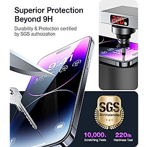 UltraGlass UNBREAK TOP 9H+ Glass for iPhone 14 Pro Max Screen Protector [Military SGS Shatterproof & Longest Durable] Screen Protector 14 Pro Max Tempered Glass, Anti-fingerprint, 2 Packs