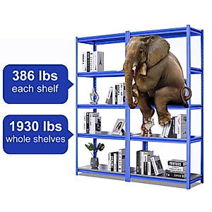 Yiyai Garage Shelving Heavy Duty Storage Shelves - 59" High 27.6" Wide 12" Deep Metal Shelf Unit - 5-Tier Garage Utility Shelf Rack for Pantry Warehouse Basement, Boltless Assembly, Load 1930 LBS