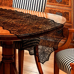 Halloween Table Runner, Black Lace Spider Webs Table Runners for Halloween Table Decor, 18 X 72 Inch Creepy Cover Table Runner Halloween Decorations Halloween Party Dinner Table Centerpiece Decoration