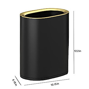 1.6 Gallon Oval Stainless Steel Small Trash Can Wastebasket, Garbage Container Bin Open Top Wastebasket for Bathroom, Kitchen, Office, Hotel, Home (Black)