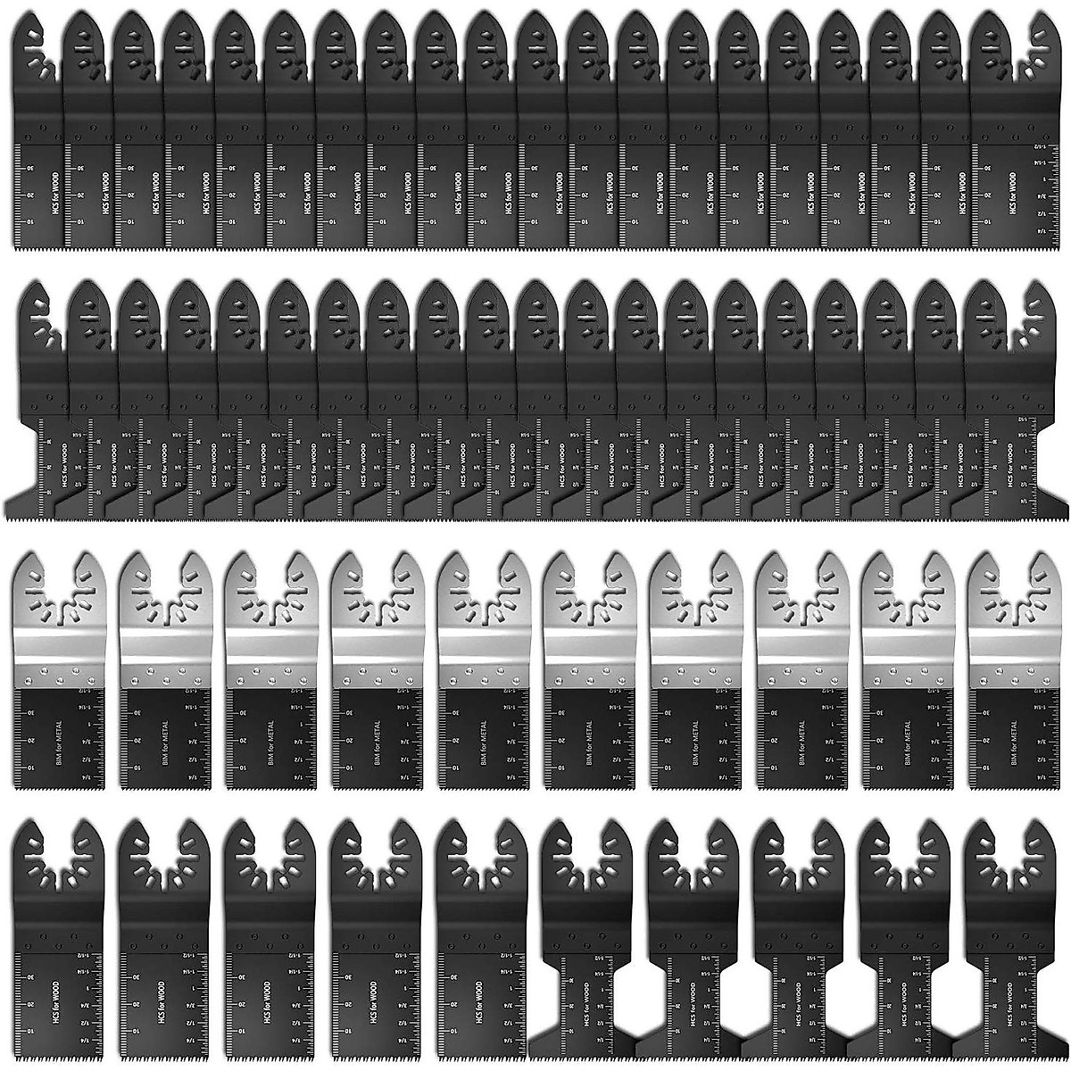 HOTBEST 60 Oscillating Mix Blades Kit Cutting Wood Metal with Measurement Scales Fit Multimaster Porter Cable Black & Decker Craftsman Ryobi