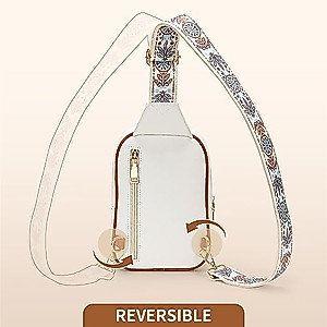 MEITRUE Small Sling Bag for Women Crossbody Bag Vegan Leather Sling Fanny Pack Cell Phone Purse with Adjustable Guitar Strap