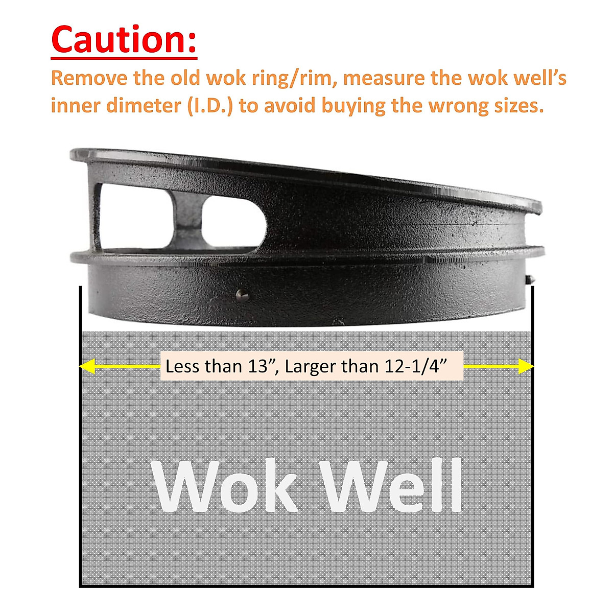 Leyso 13” Diameter 3 Opening Cast Iron Rim to Replace the Worn Out Wok Ring for Chinese Wok Range (13" Cast Iron)