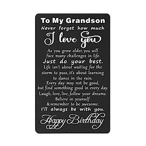 TANWIH Grandson Birthday Cards, Happy Birthday Grandson, Inspirational Gift for Granson Birthday
