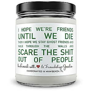 Friend Gifts, Unique Fun Hand-Poured 9oz Soy Candle with Key Lime Pie Scent, Made in USA, Friendship Gift Ideas, Funny Birthday Gifts for Women, and Cute Moving Away Gifts for Friends Female