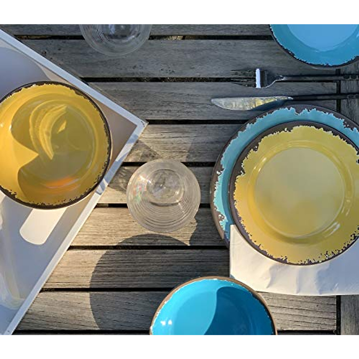 Fox Run Melamine Dinnerware Set, 12-Pieces, Multicolor