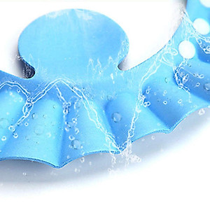 discountstore145 Adjustable Washing Hair Shield Cap Eye Ears Protect Bathing Shower Hat for Baby Kids Blue