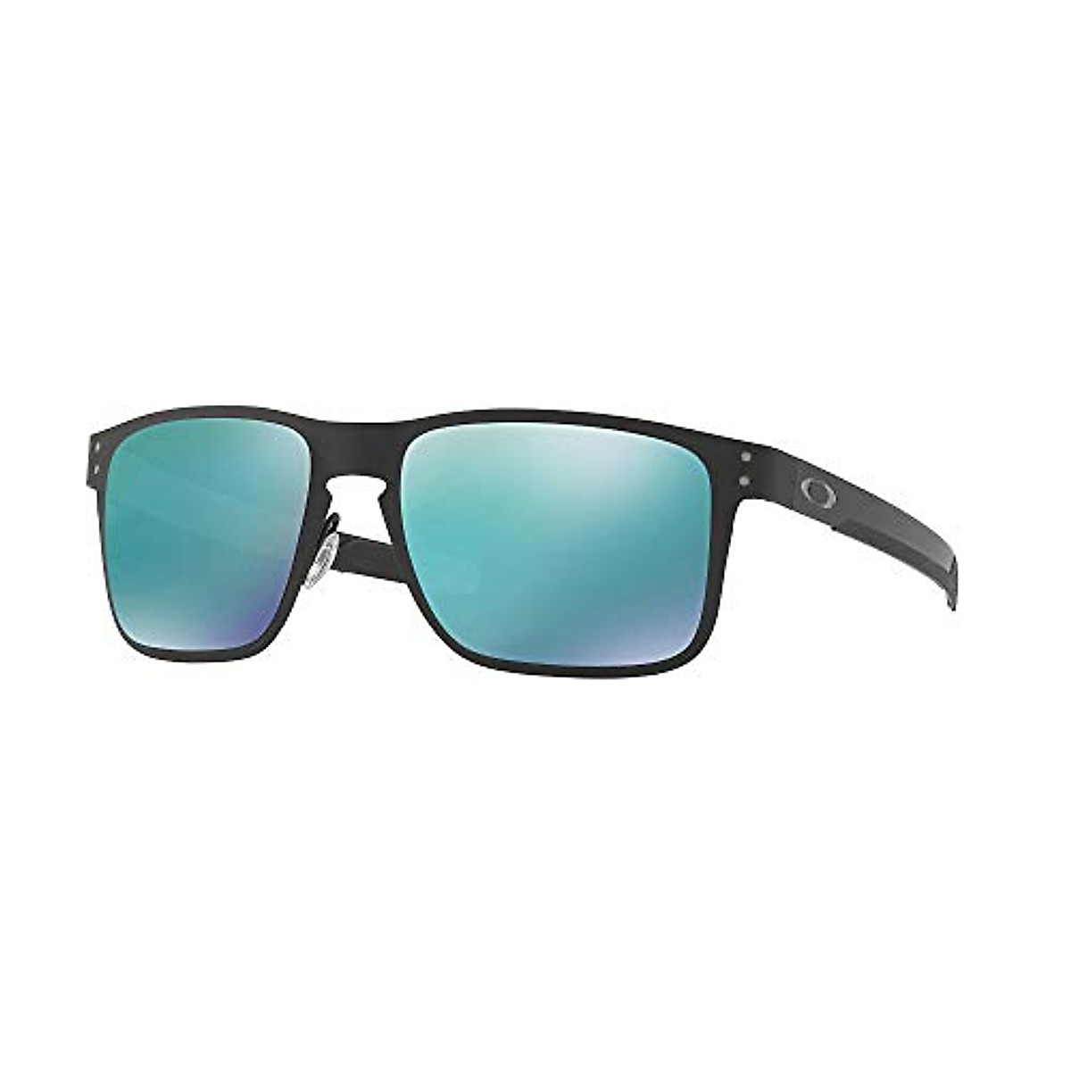 Oakley Men's OO4123 Holbrook Metal Square Sunglasses, Matte Black/Jade Iridium, 55 mm