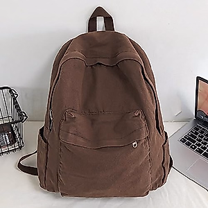 Juoxeepy Canvas Backpack for Women Men Vintage Brown Backpack Grunge Aesthetic College Laptop Backpack Solid Color Everyday Backpack Travel Daypack Rucksack