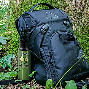 Rick And Morty OFFICIAL I'm Pickle Rick 24 oz Insulated Canteen Water Bottle, Leak Resistant, Vacuum Insulated Stainless Steel with Loop Cap, Black
