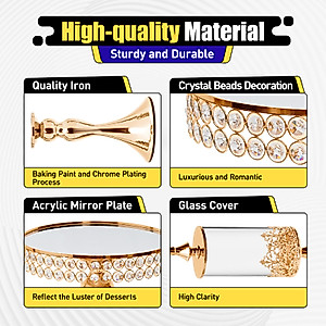 GNJINX 10PCS Gold Crystal Cake Stand - Elegant Display Tower for Cupcakes, Pastries & Candies - Perfect for Weddings, Birthdays, Baby Showers, Anniversaries & Christmas