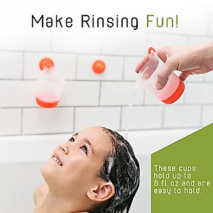 Puj - Phillip Cups, Hangable, Rinse-and-Play Reusable Plastic Cups, Highly Functional Fun Cups for Kids, Set of 4 Kids Cup with 4 Grippy Hooks - Frustration Free Packaging (MultiColor)