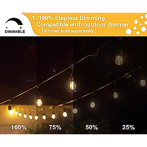 SUNTHIN Outdoor String Lights, 4 Pack 48FT Edison String Lights Commercial Grade with 11W Dimmable Bulbs for Patio, Garden, Backyard, Deck, Porch, Bistro, Cafe