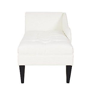 Jennifer Taylor Home Harrison Tufted Roll Arm Chaise Lounge, Antique White Polyester