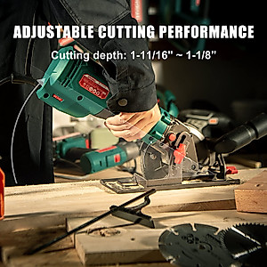 Electric Circular Saw, HYCHIKA 6.2A Mini Circular Saw with 3 Blades(4-1/2”), Compact Hand Saw Max Cutting Depth 1-7/8'' (90°), Rubber Handle, 10 Feet Cord, fit for Wood Soft Metal Tile Plastic Cuts