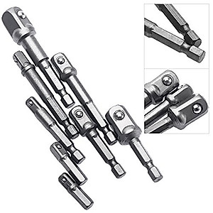 dophee 8Pcs Impact Grade Socket Adapter Set, Square Socket Adapter Bits for Drills, Hex Shank Drill Bits Square Nut Driver Power Extension Bar Set 1/4" 3/8" 1/2" Bits