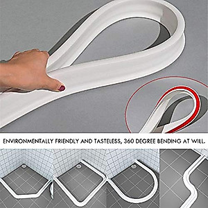 Collapsible Shower Threshold Water Dam Buthtub Water Stopper Shower Barrier Rubber Dam Silicon Water Blocker Dry and Wet Separation for Bathroom (66Inch)