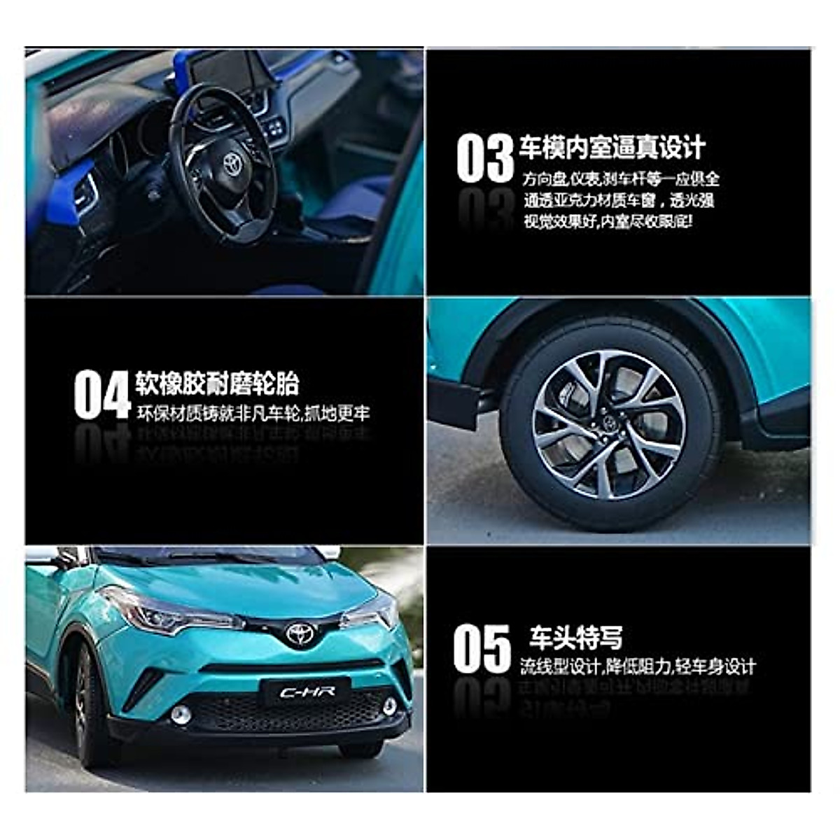 Models Vehicle Replica Car 1 18 Fit for Toyota CHR SUV Simulation Car Model Metal Diecast Minicar Scale Model Collectibles Souvenir Collectible Gift 2023 2024 (Color : Blue)