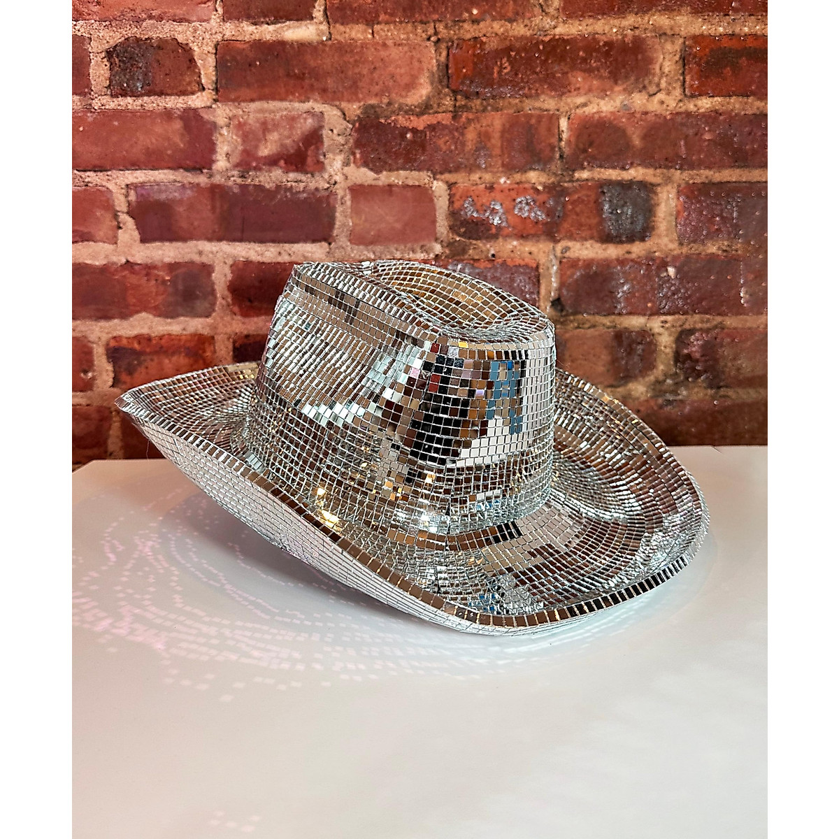 HKLCXYIG Disco Ball Cowboy Hat Women Men Western Sparkly Glitter Space Hat Silver Mirror Cowgirl Cap for Wedding Costume Cosplay Party
