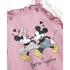 Disney Baby Girls' Minnie Mouse 2 Piece Overall Set - Fleece Romper Long Sleeve T-Shirt Set (Newborn/Infant), Size 18M, Minnie and Mickey