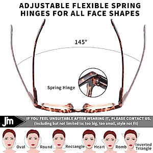 JM 3 Pack Square Oprah Style Reading Glasses for Women Men, Oversized Rectangle Spring Hinge Readers Blue Light Blocking +0.0