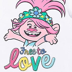 DreamWorks Trolls Poppy Toddler Girls Short Sleeve T-Shirt French Terry Shorts Set White/Pink 3T