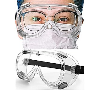 WOOLIKE Safety Goggles Medical Goggles Fit Over Eyeglasses Anti-Fog Safety Glasses Clear Lab Goggles chemistry Protective Eyewear ANSI Z87.1
