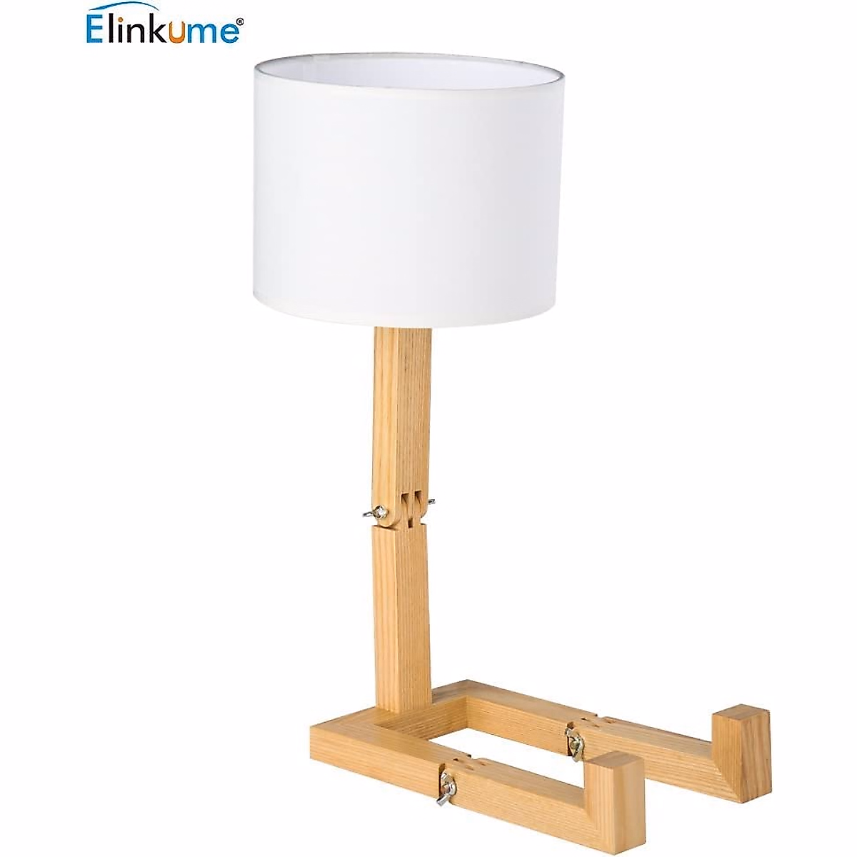 ELINKUME Cute Desk Lamp,Unique Table Lamps,Wood Bedside Table Lamp Fun Funky Person Lamp Wooden Robot Cute Lamps for Bedrooms