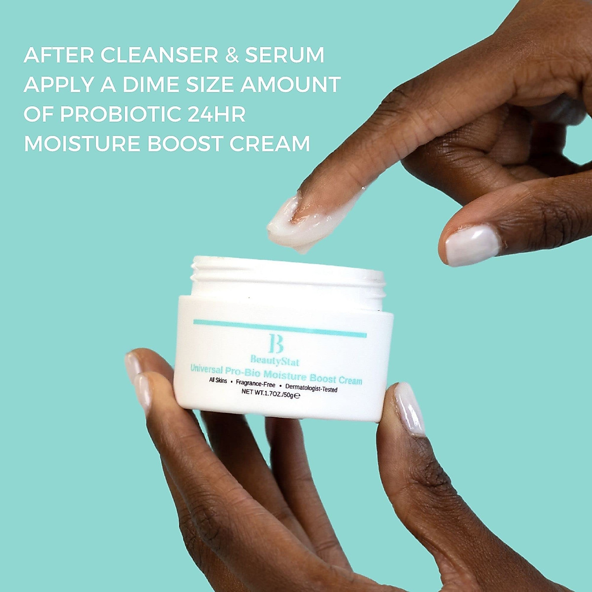 BeautyStat Cosmetics Universal Pro-Bio Moisture Boost Cream, Hyaluronic Acid Facial Skin Moisturizer, Natural Anti Aging, Anti Wrinkle, 1 oz.