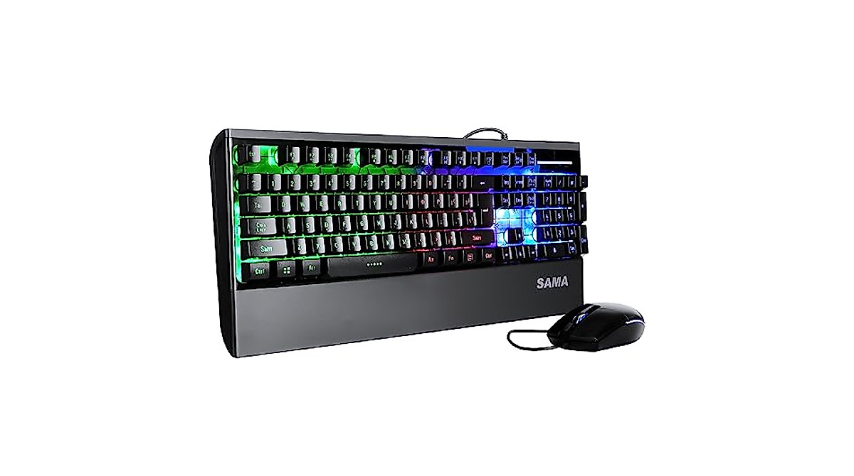 SAMA HJ9525 RGB Gaming Mechanical Keyboard and Mouse Set Wired 108 Keys ...