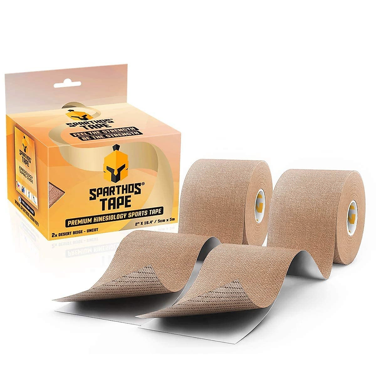 Sparthos Kinesiology Tape [Desert Beige - Pack of 2] x Ice Packs for Injuries [Size Medium + Cover]