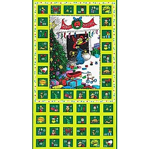 Generic Robert Kaufman How the Grinch Stole Christmas ADED 22565 223 Advent Calendar 24"" Panel FABRIC, Mixed