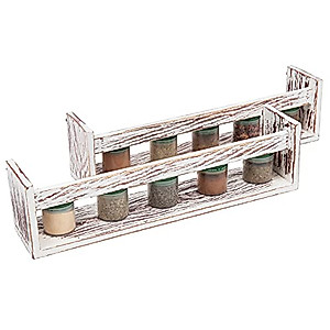 Mind Reader Floating Spice Shelves, Rustic Farmhouse Pantry Organizer, Easy Install, Storage Display for Condiments, Snacks, Appetizers, Set of 2, Torched Wood, Brown