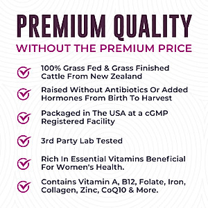 Beef Organ Supplement for Women - Beef Liver, Kidney, Heart and Uterus Tissue, Supports Women's Overall Energy and Health - Pasture Raised in New Zealand - No Fillers or Flow Agents - 120 Capsules